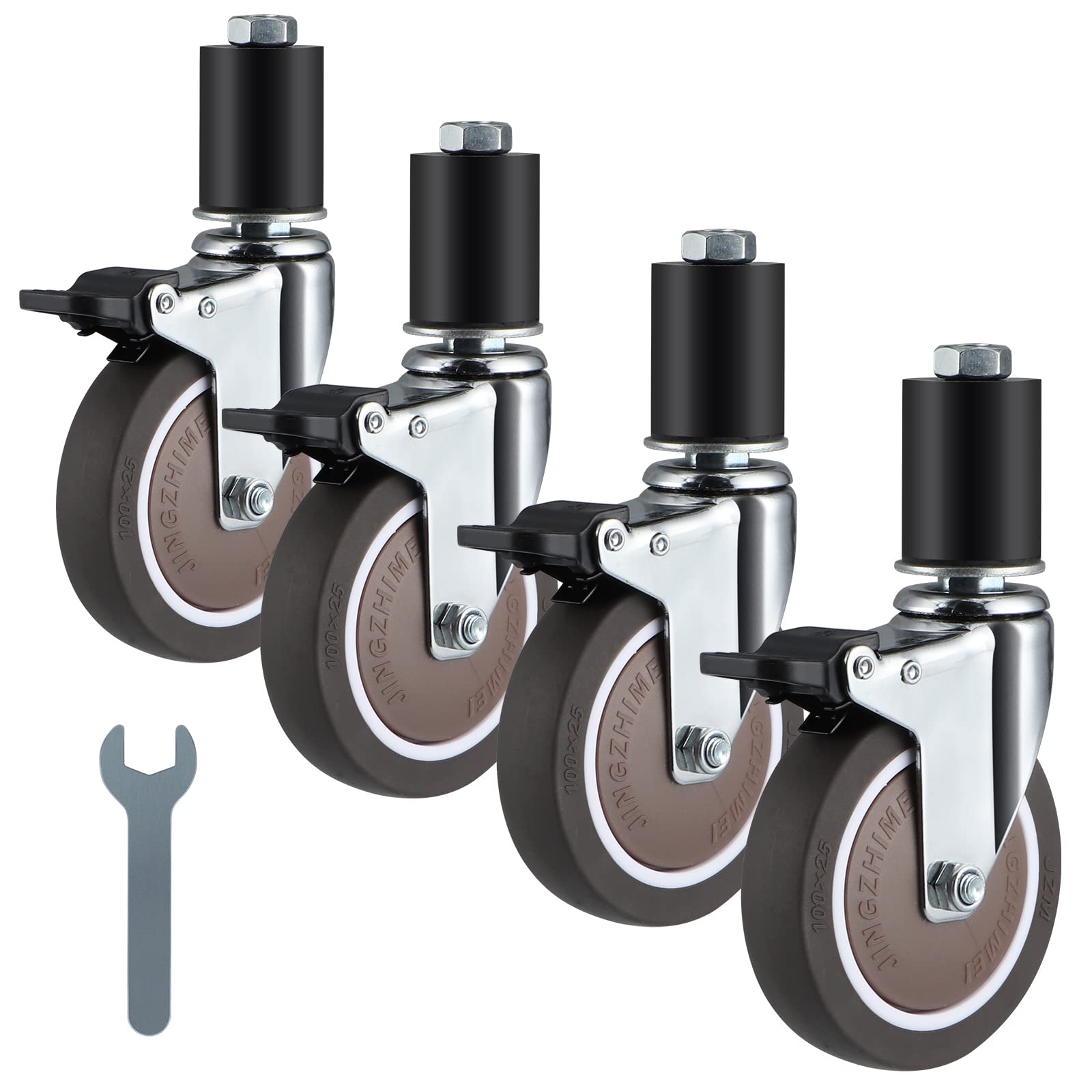 Snapklik.com : Skelang 4" Expanding Stem Caster, Stainless Steel Work ...