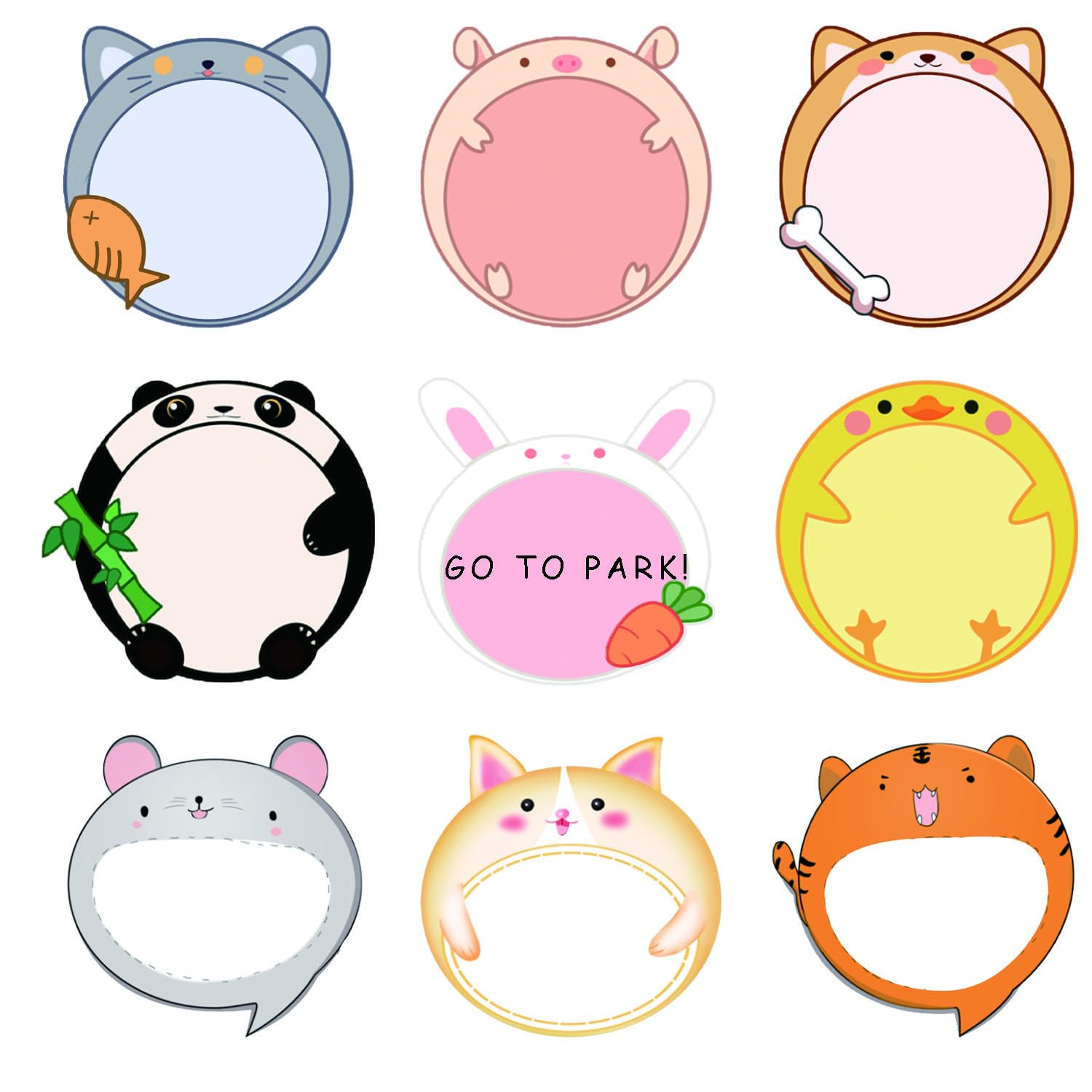 Amazon.com: 9 Pcs Cute Animals Magnetic 3.65 inch Square Colorful ...