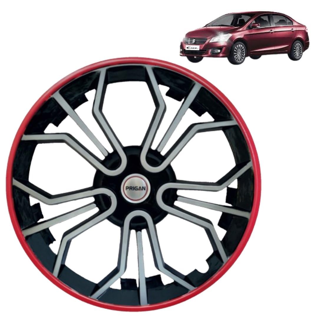 PRIGAN Wheel Cover for Maruti CIAZ 15 Inch Black Silver Red Wheel Cap ...