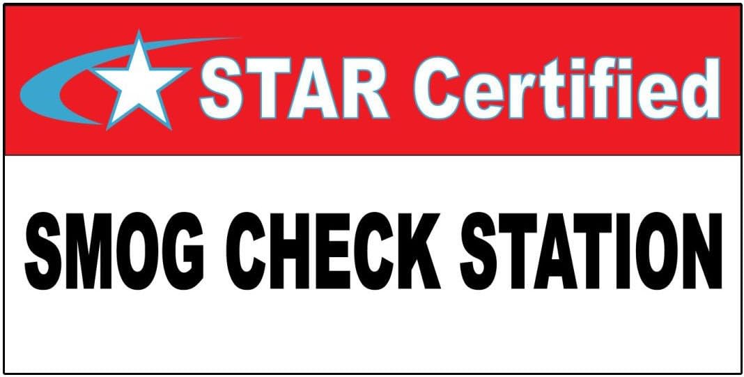 Amazon.com : Star Certified Smog Check Station Red Black Decal Sticker ...