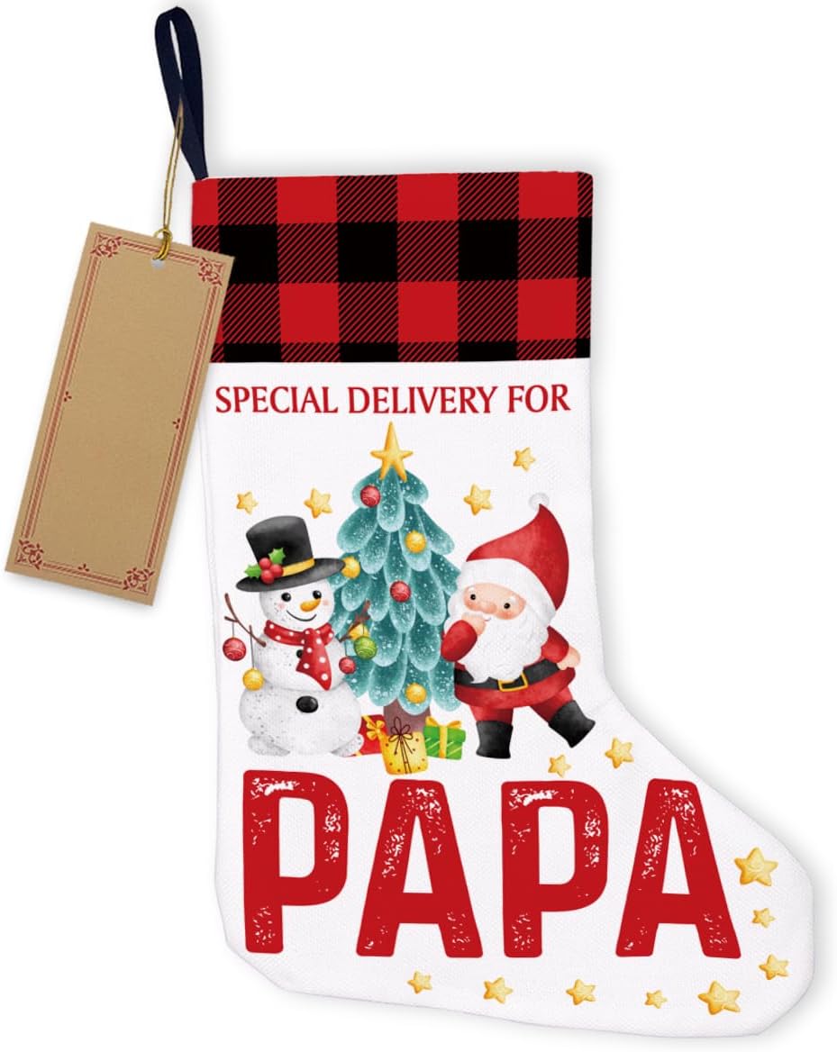 Amazon.com: GOLSOO Papa Burlap Christmas Stocking Best Papa Christmas ...