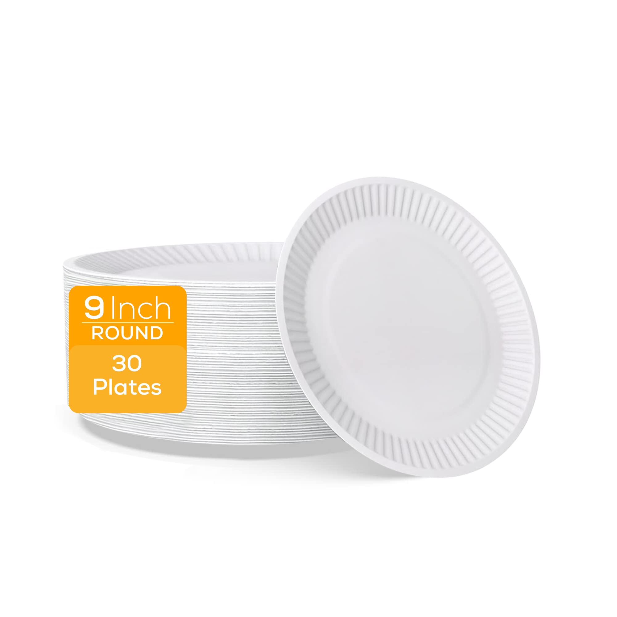 MaxxCore Paper Plates 9 inch - 30 Disposable Plates - Heavy Duty Paper ...