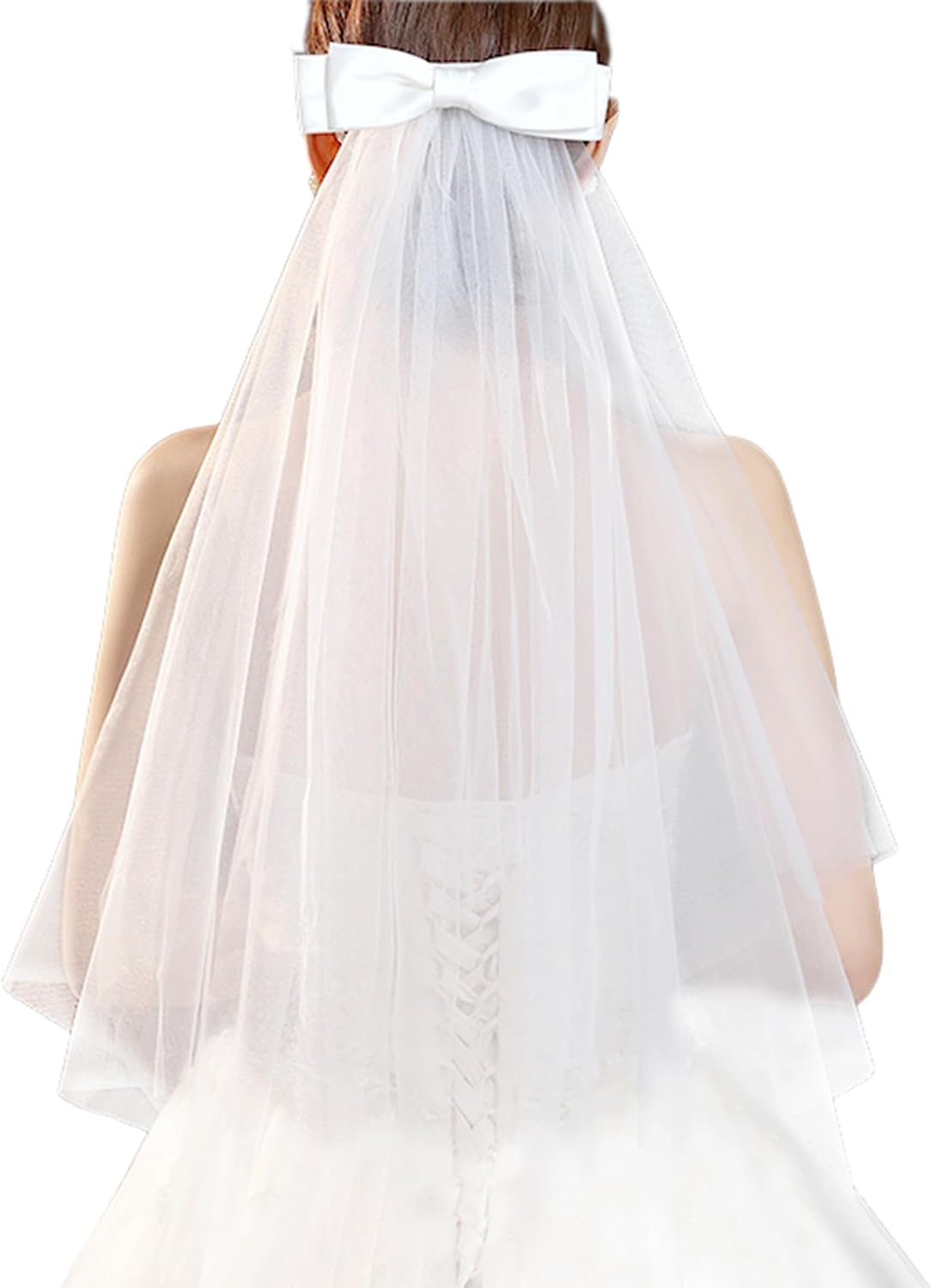 YAEISM Bridal Veil Bow Bachelorette Party Veil White Bow Wedding Veil ...