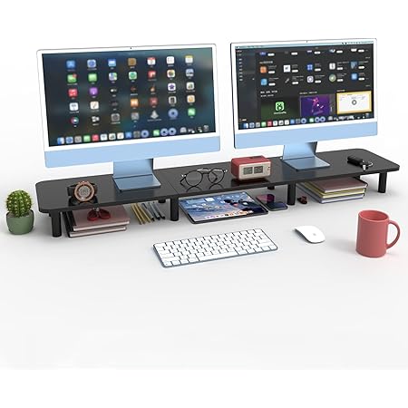 Amazon.com: WEGASTU Dual Monitor Stand Riser 43.7 inch Large Extra Long ...