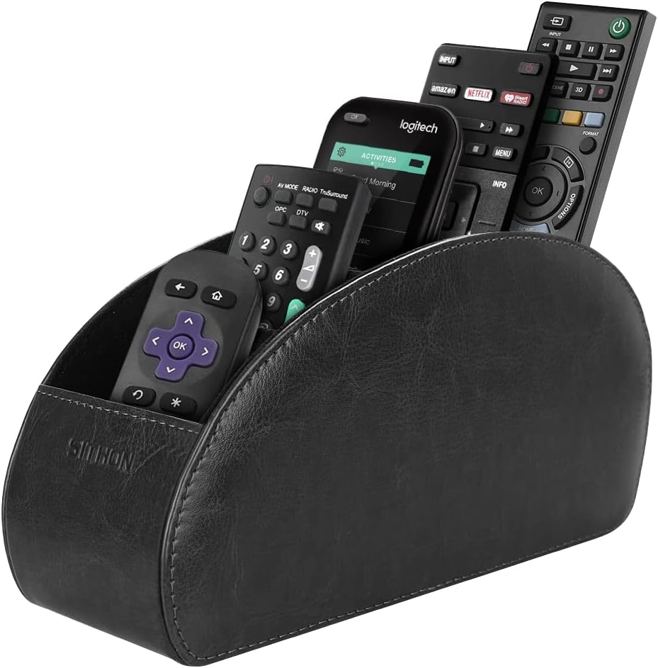 SITHON Remote Control Holder with 5 Compartments - PU Leather Remote ...