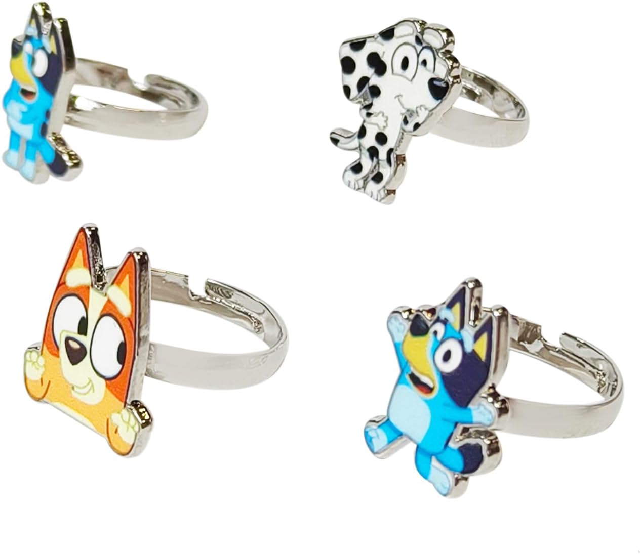 Amazon.com: LUV HER Bluey Kids Jewelry: 4-Piece Adjustable Rings for ...