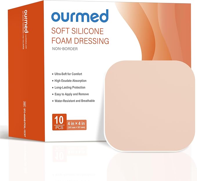 Amazon.com: Ourmed Soft Flex Silicone Foam Dressings(4"x 4", Pack of 10 ...