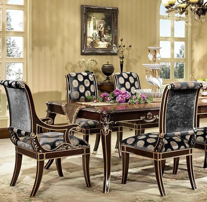 MUSKAN ARTS Solid Teak Wooden 6 Seater Dining Table Set with 6 Chairs ...