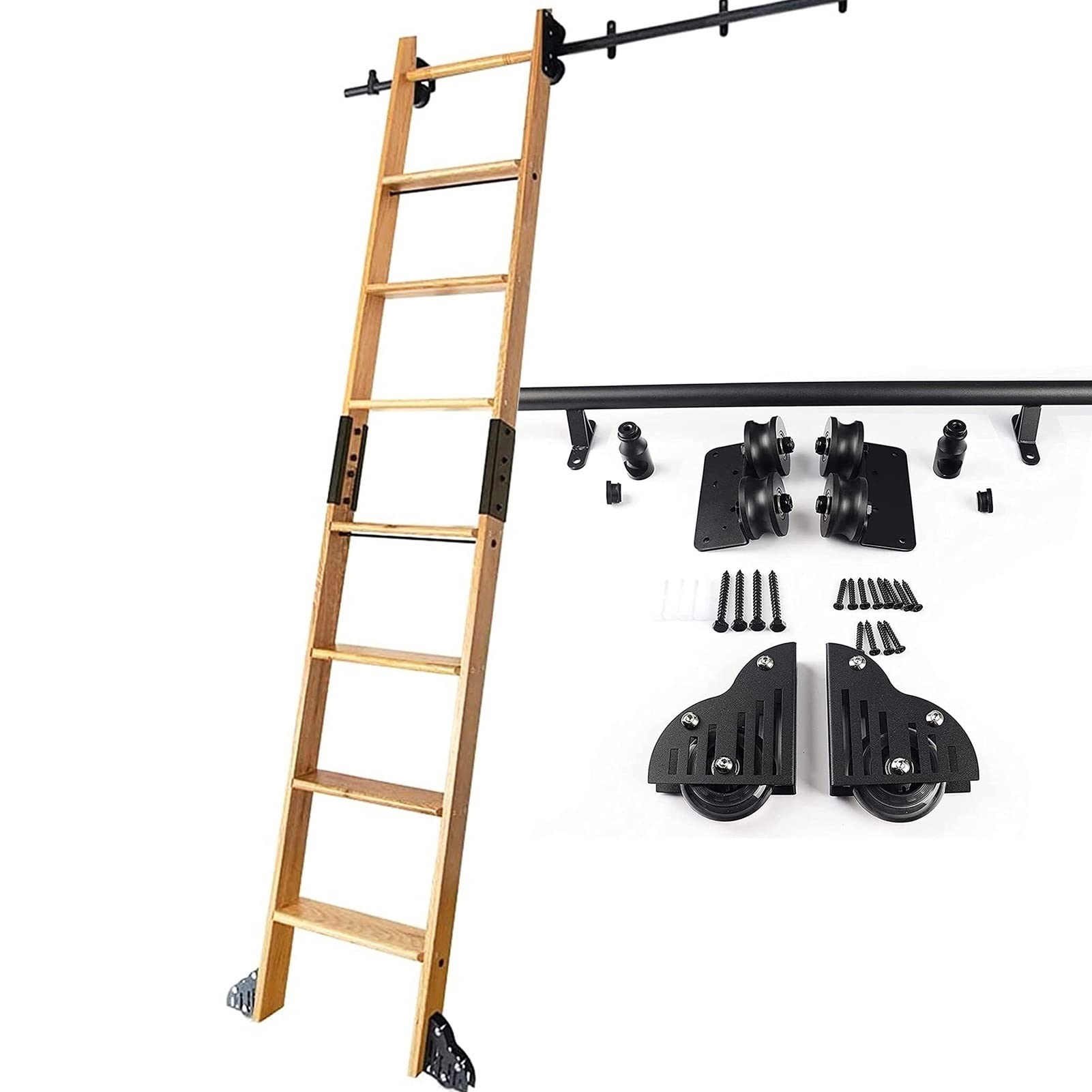 Buy Rolling Ladder Sliding Rail Track Hardware Kit, 200cm 300cm 400cm ...