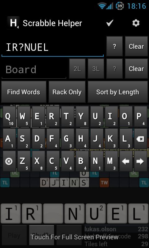 Scrabble Helper Evening Session