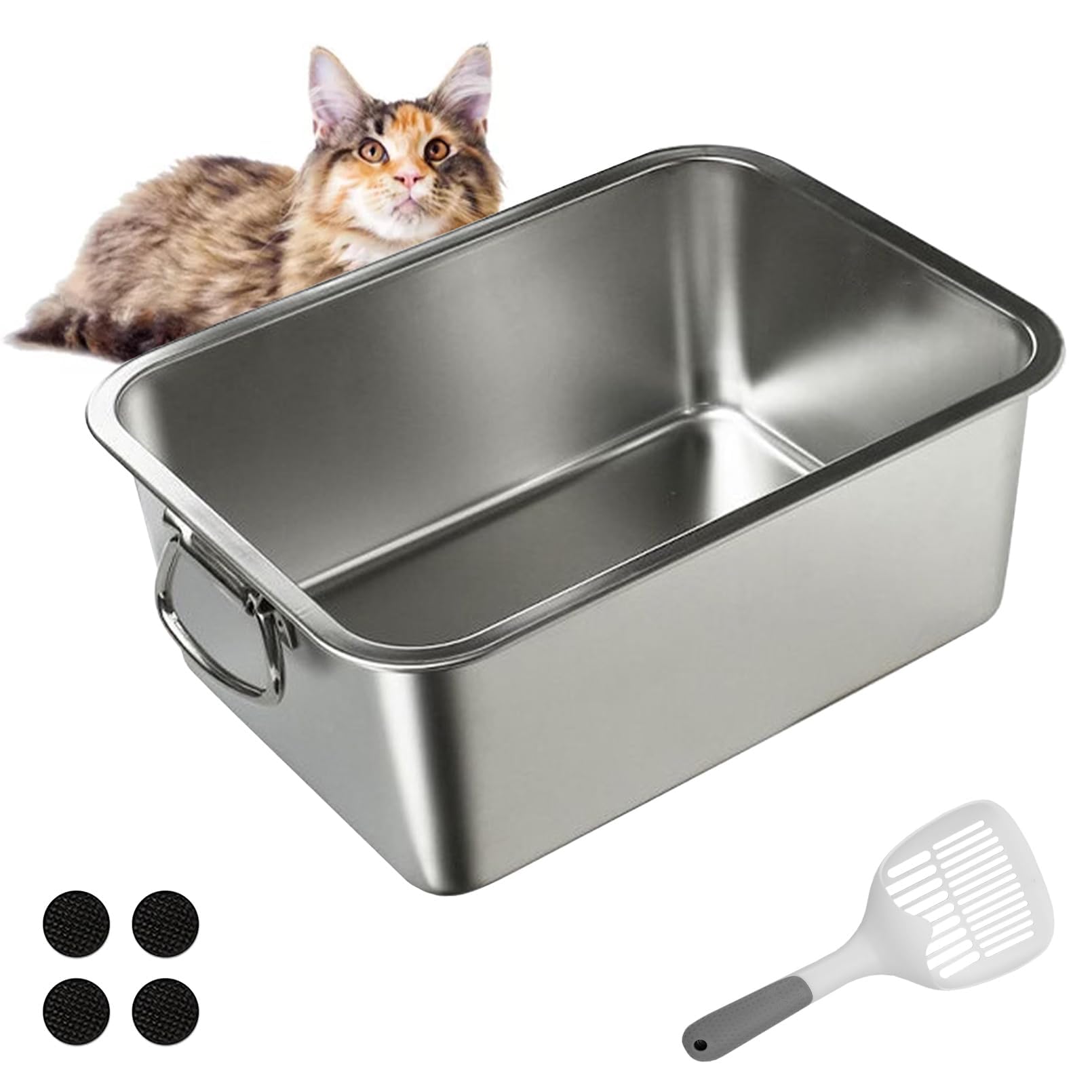 Amazon.com : BNOSDM Cat Litter Box Stainless Steel, Metal Cat Litter ...