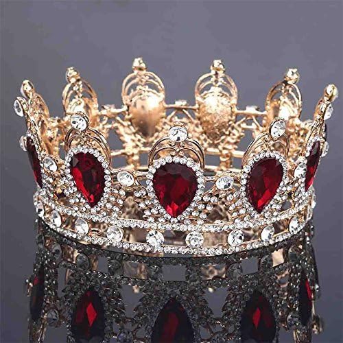 Amazon.com: Zebratown Royal Crown Golden Rhinestone Imitation Ruby ...