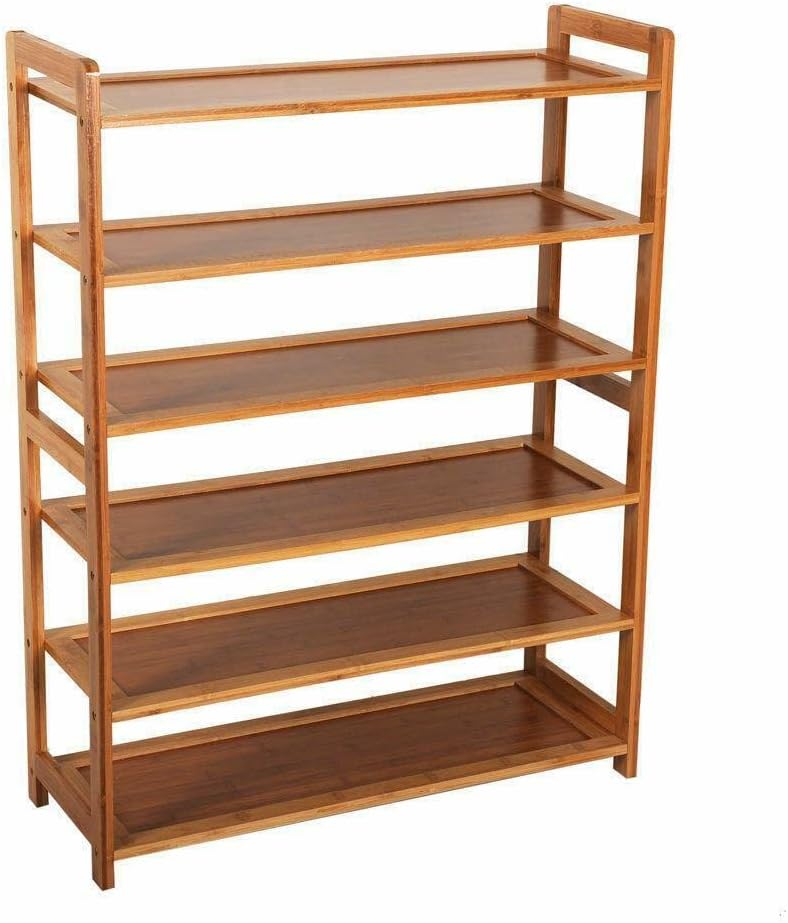 Amazon.com: 6 Tiers Natural Bamboo Shoe Rack for Entryway Space Saving ...