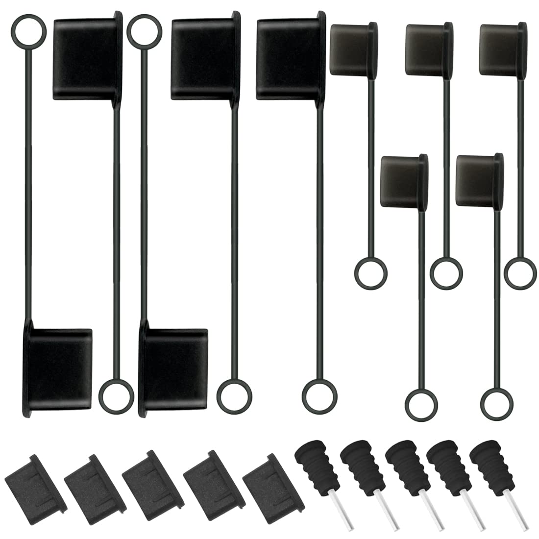 5 Pack USB C Cable Cover + 5 USB C Dust Plugs Caps +5 USB Port ...