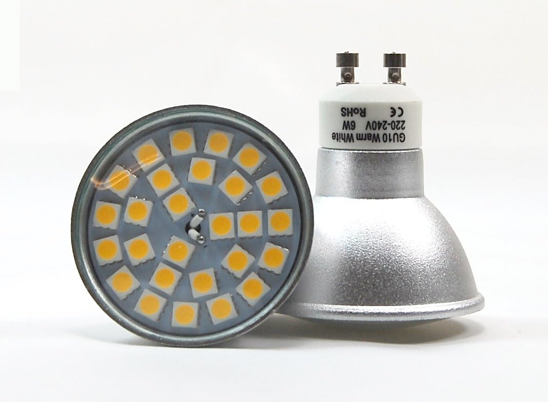 GU10 LED BULB 6W WITH 27 x 5050 SMD LED's IN WARM WHITE ** SUPER BRIGHT ...