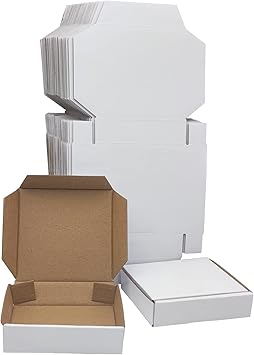 Amazon.com: KBG Small Shipping Boxes 4X4X1 inch,White Corrugated ...