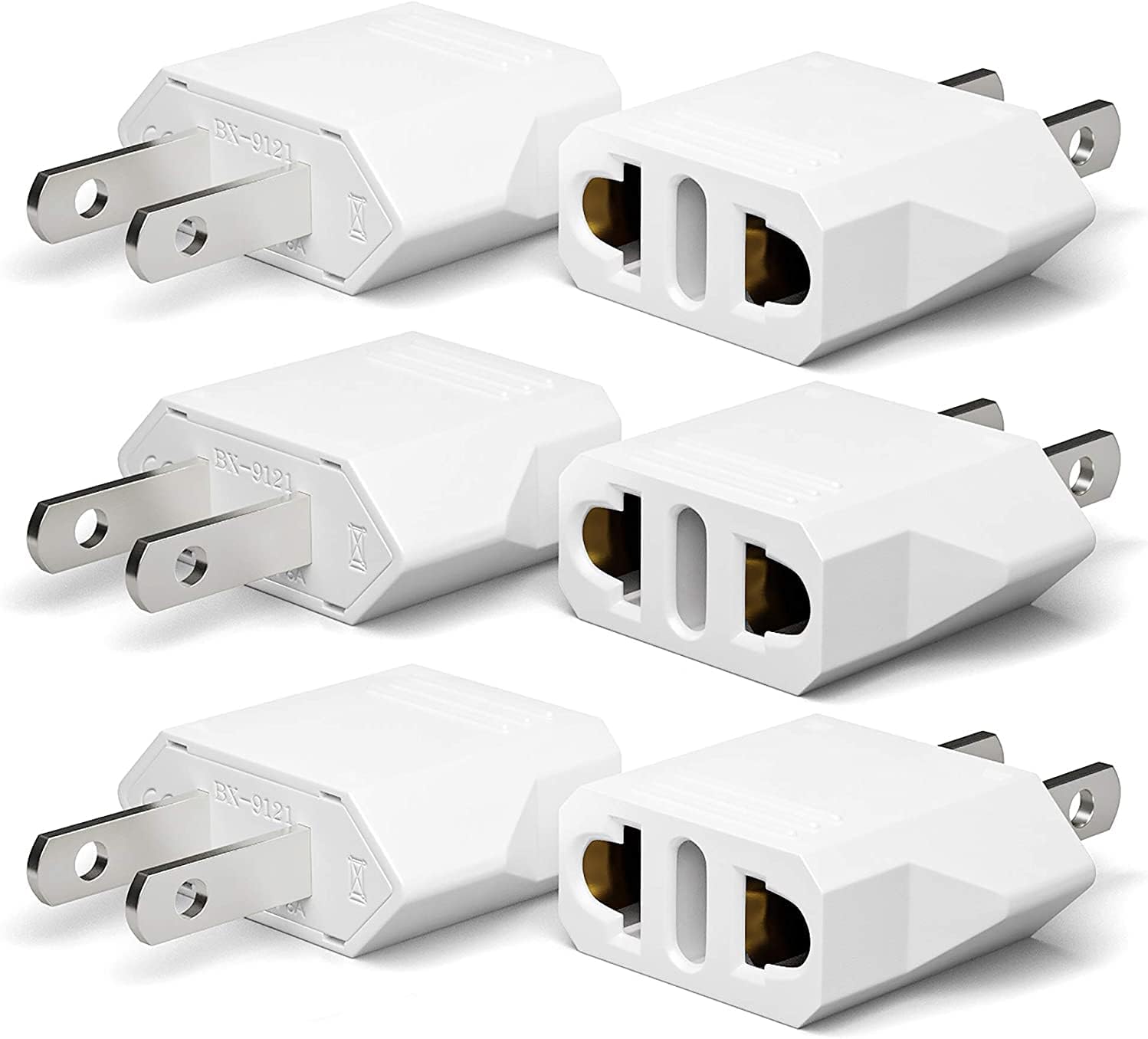 6-Pack of SHERVIN European / Asian to American Outlet US / CA Plug ...