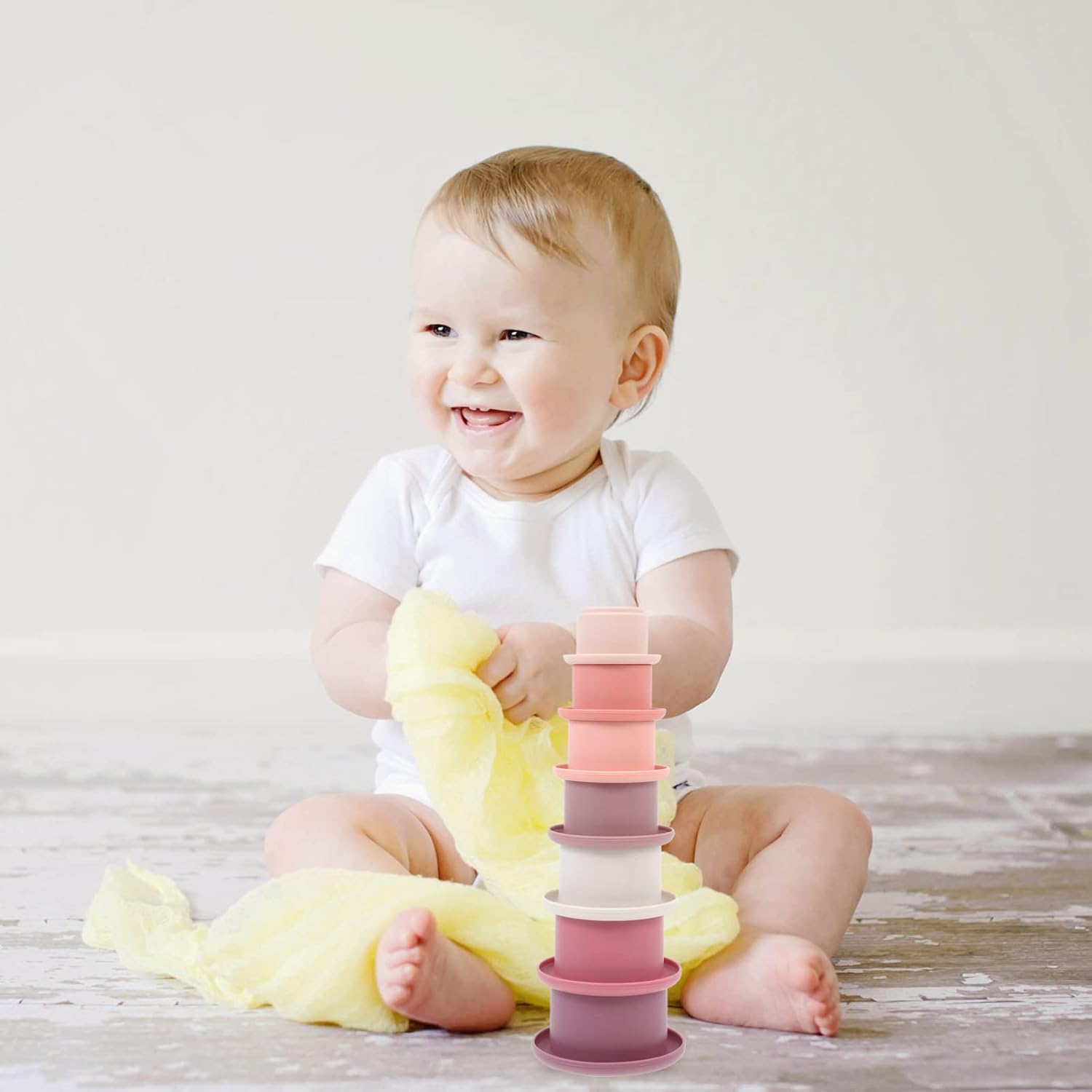 Stacking Cups Baby Building Toy: Silicone Nesting Cup Toddlers ...