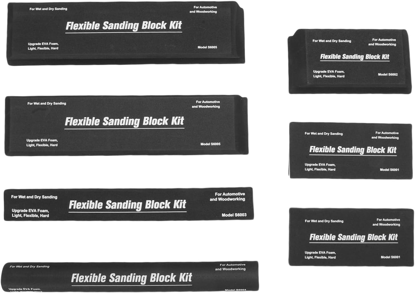 GOWENIC Sanding Block Set of 7, Flexible EVA Foam Wet or Dry Autobody ...
