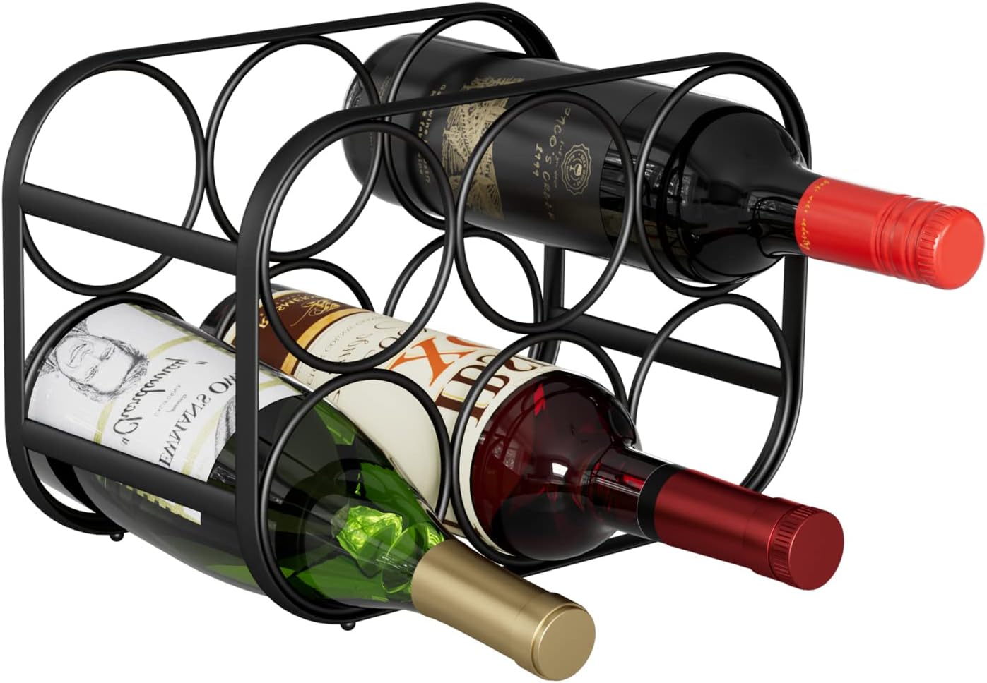 Amazon.com: Black Modern Wire Rustic Counter Wine Rack Countertop Table ...