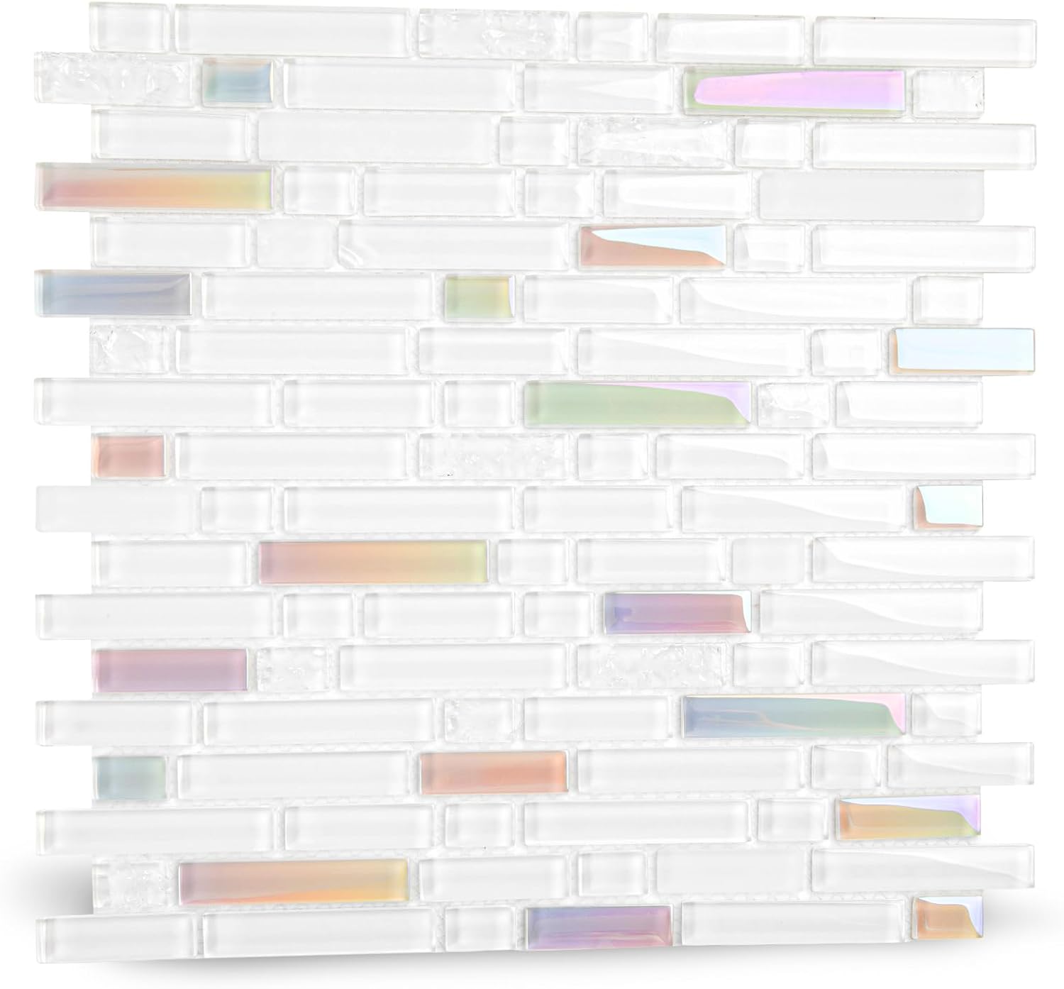 Lovdeco Glass Mosaic Tiles, White Strip Glass Backsplash for Kitchen ...