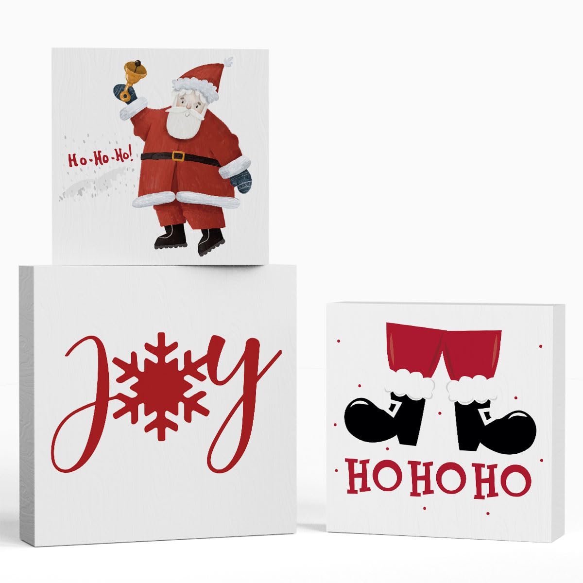 Amazon.com: 3 Pieces Christmas Decorations, Wood Box Signs Blocks ...