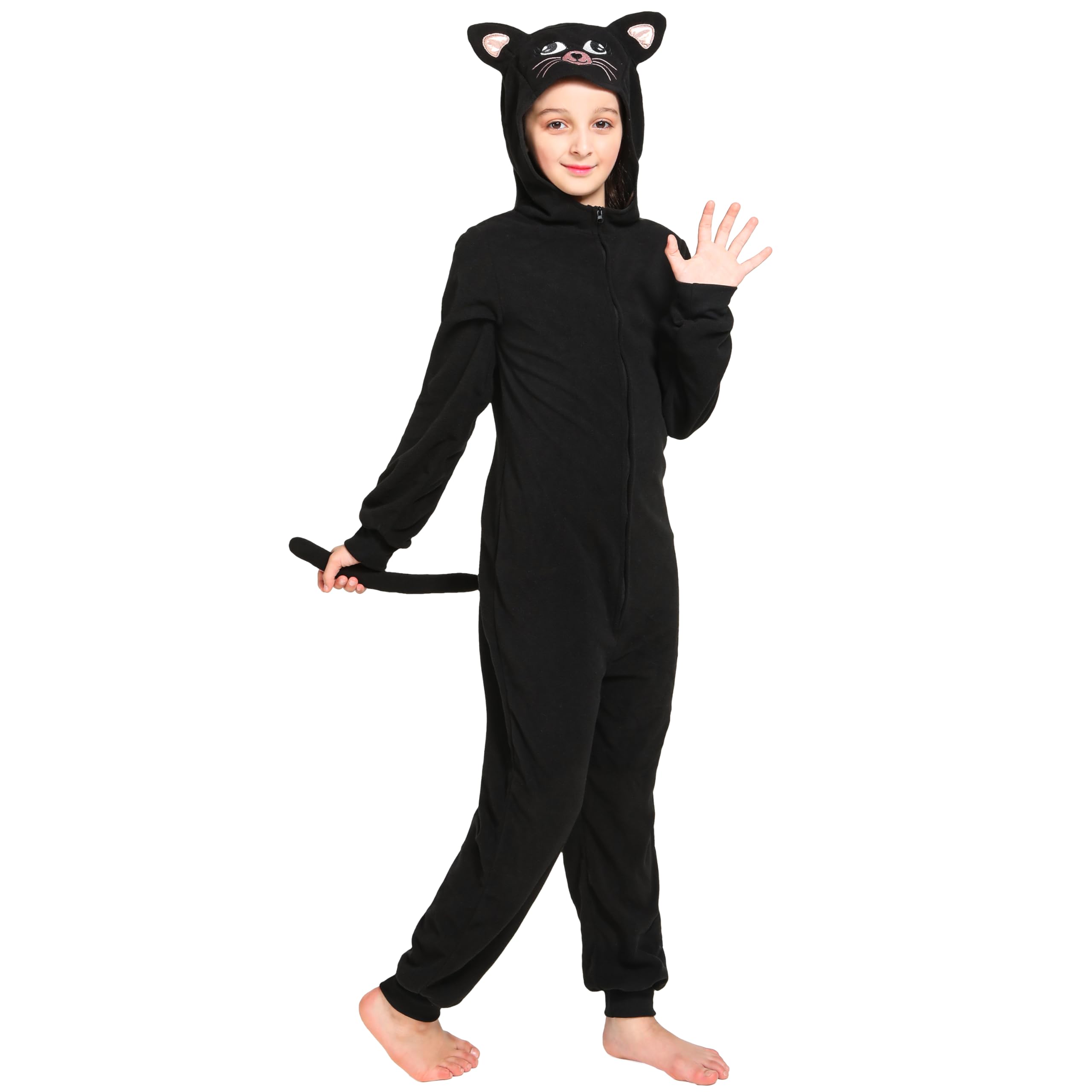 Amazon.com: Leadtex Child Black Cat Costumes Zipper Cartoon Cat Onesie Pajamas Costume Halloween ...