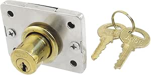 sourcingmap Gold Silver Tone Closet Cupboard Secure Locking Drawer Lock ...