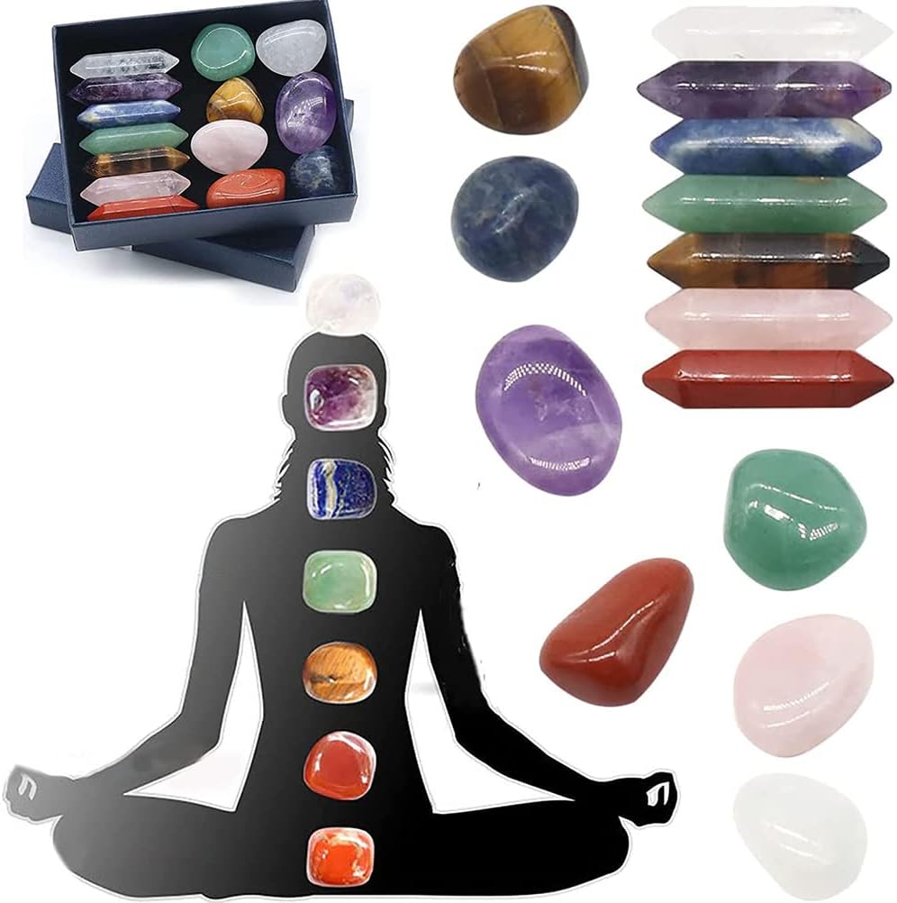 PAIQIU Chakra Stones Healing Crystals Set – 14 Pcs Natural Tumbled ...