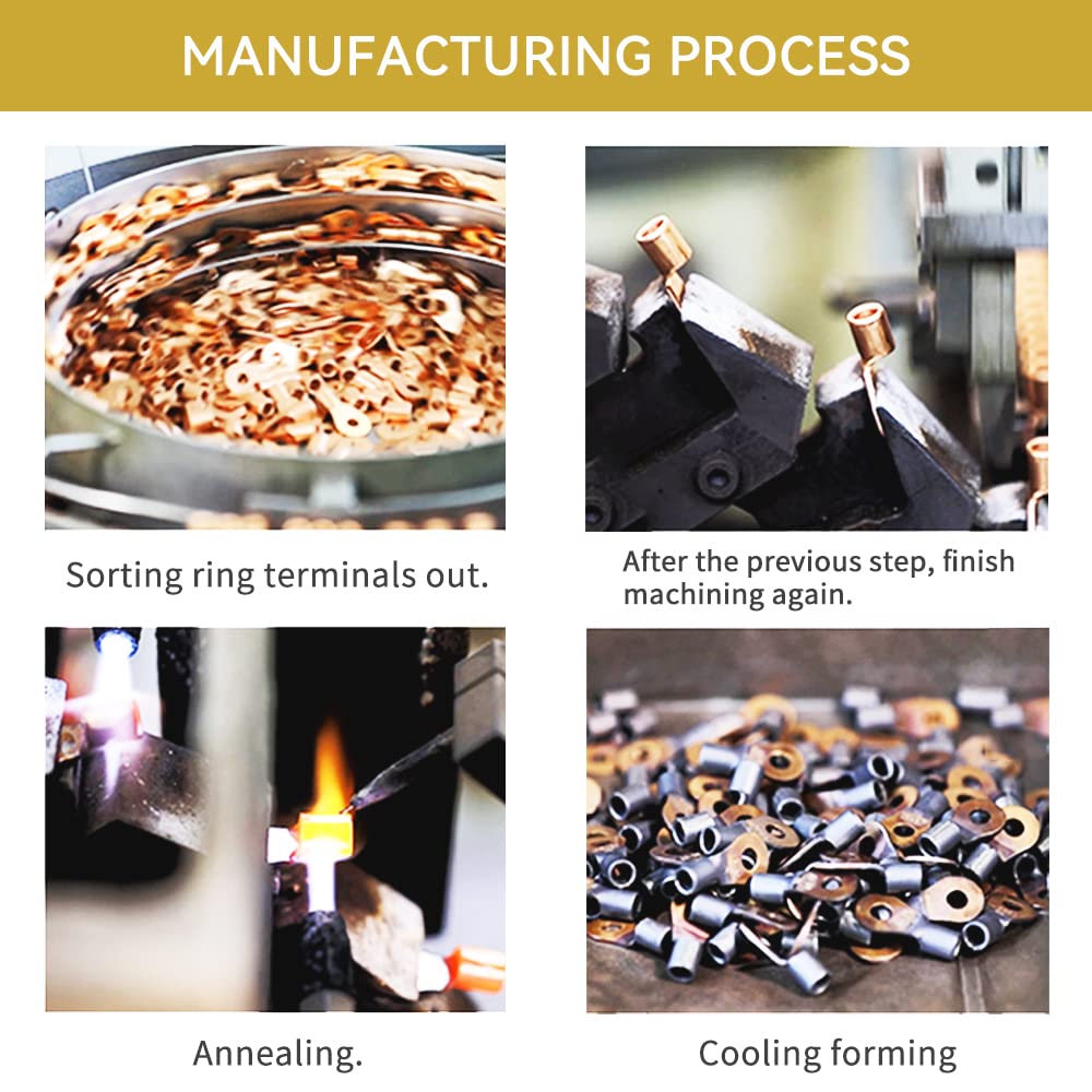 Snapklik.com : 50 PCS Ring Terminals #8 Yellow 12-10 AWG - M4 ...