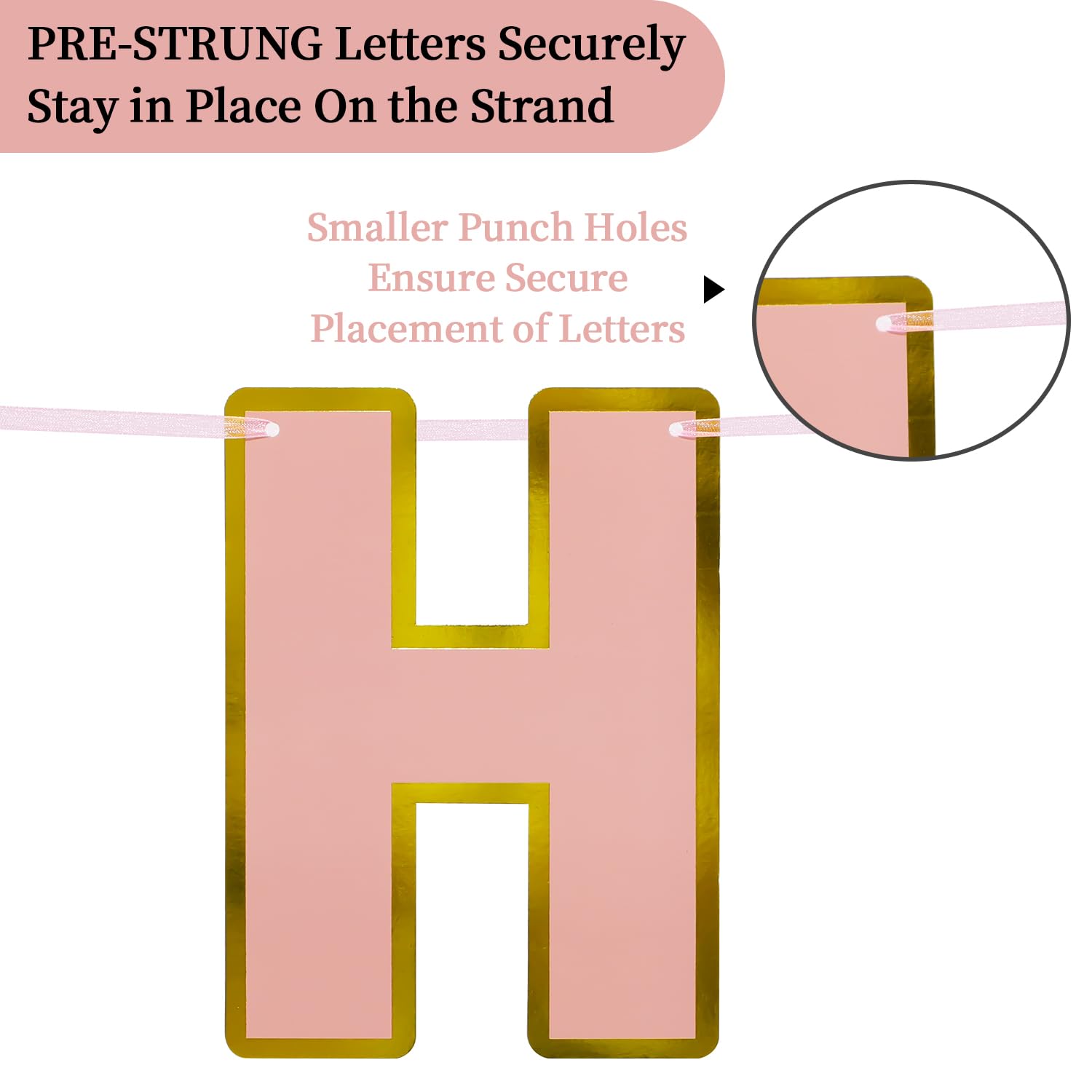 Snapklik.com : LITAUS Happy Birthday Banner 9ft Rose Gold - Pre-Strung ...