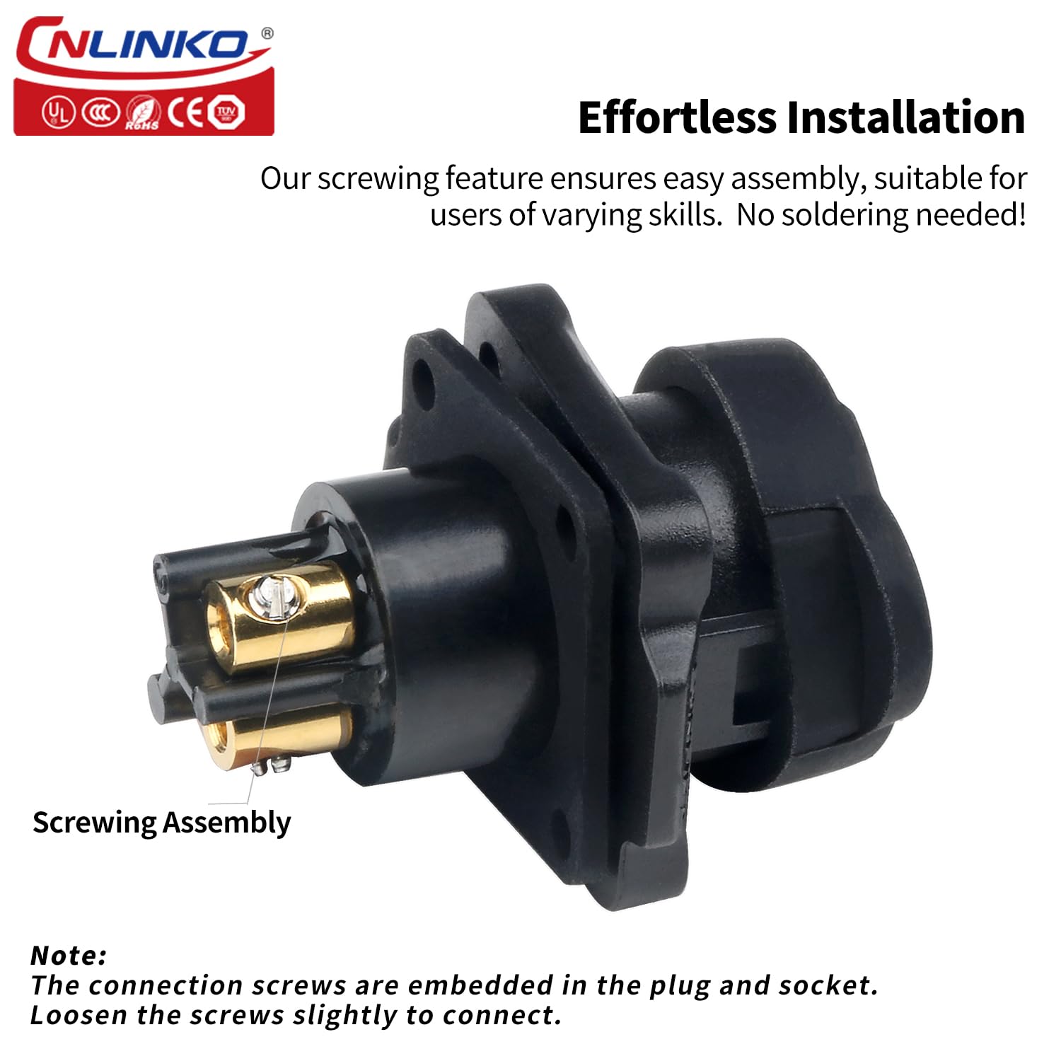 Snapklik.com : LP-12 3-Pin Waterproof Connector, Srew-in Design ...