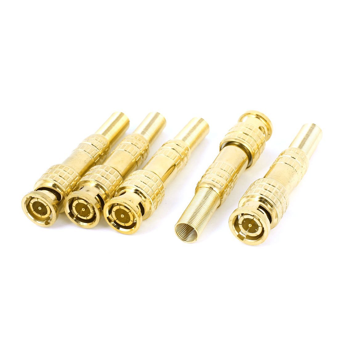 5PCS Gold Tone Metal Spring RF Coaxial RG59 Solder BNC Male Connectors ...