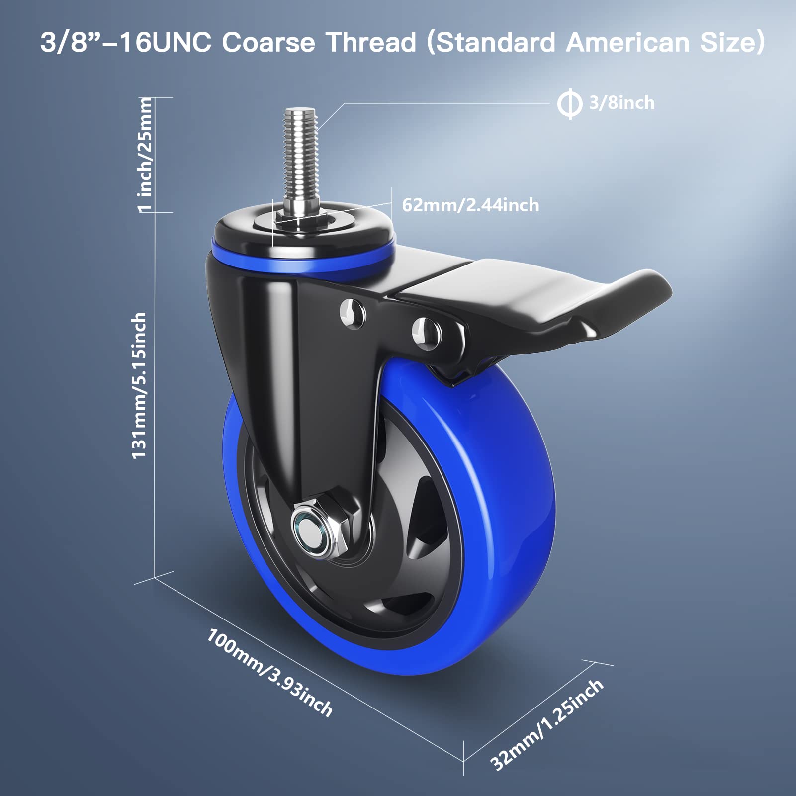 Snapklik.com : 4 Inch Stem Caster Wheels Heavy Duty