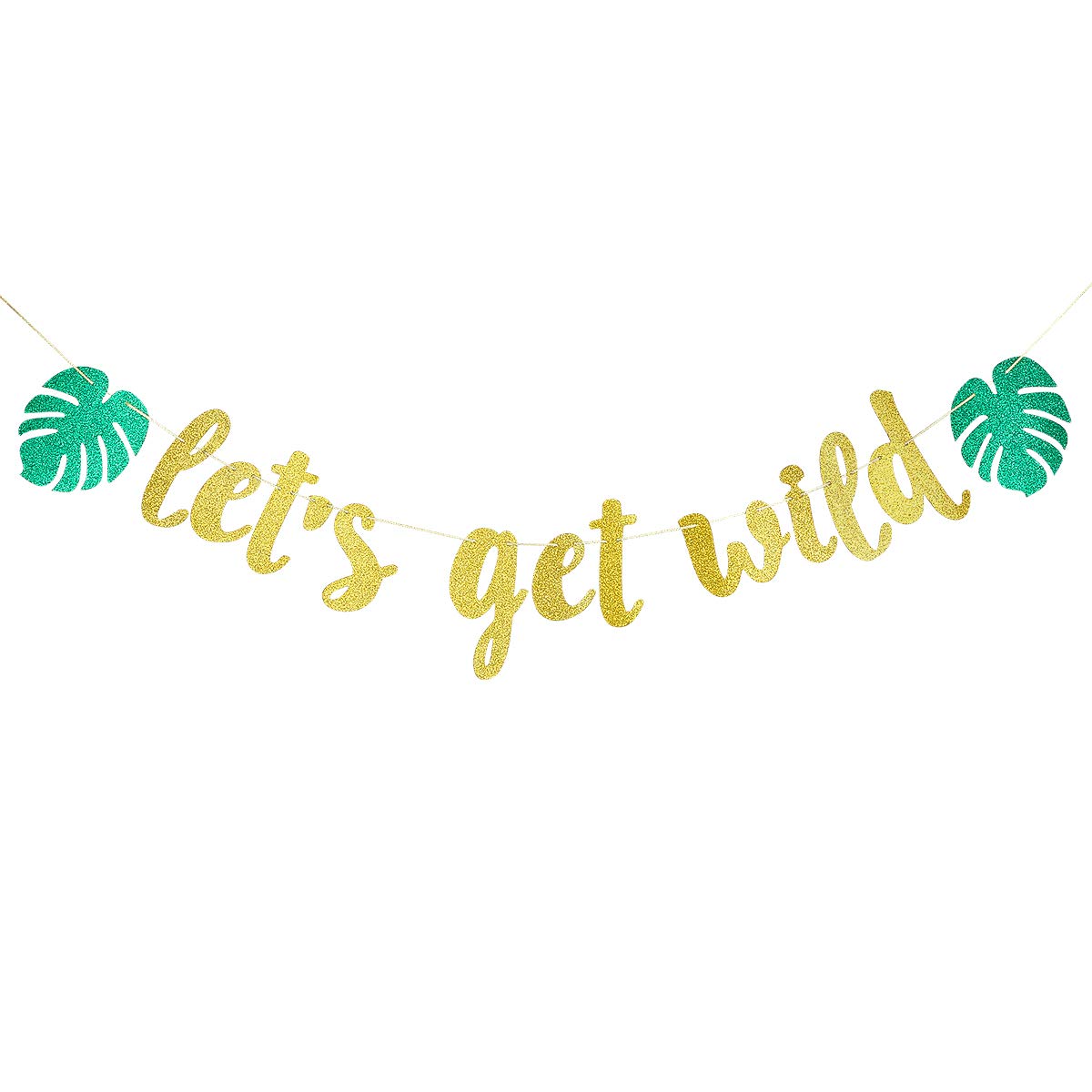 Amazon.com: Gold Glittery Let's Get Wild Banner Sign- Jungle Theme ...