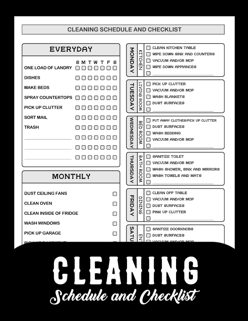 Cleaning Schedule And Checklist Cleaning Schedule And Checklist