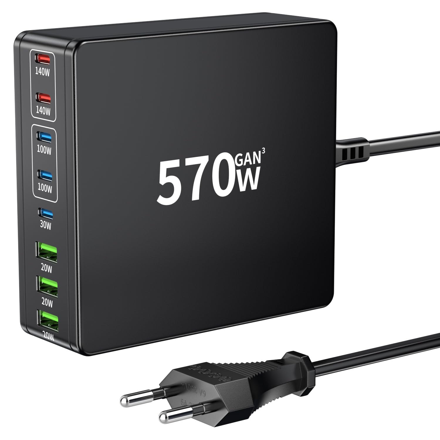HSSNS 570W USB C Ladegerät Mehrfach: 8-Ports Ladestation USB C mit 5 ...