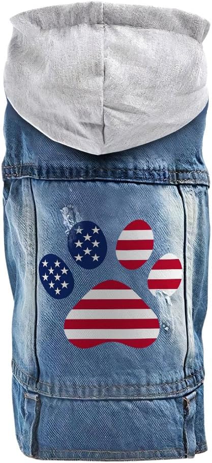 Amazon.com : Dog Paw USA Flag Dog Denim Jacket - Present for Dogs M ...