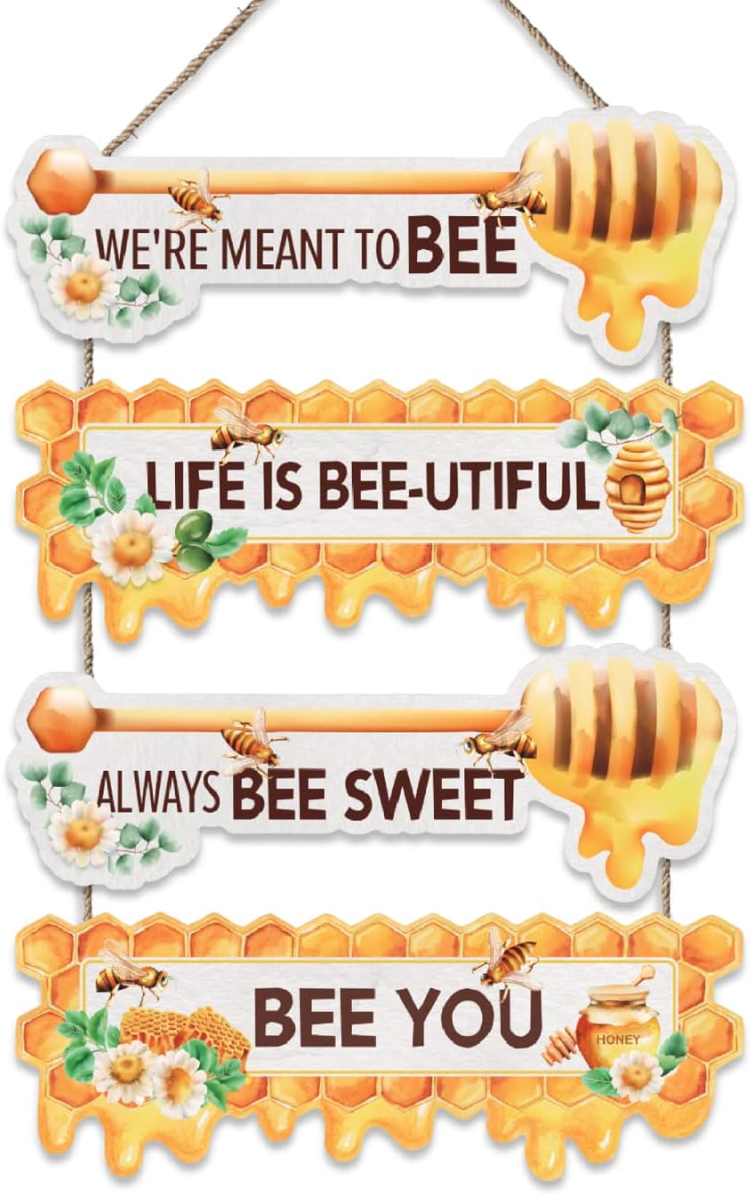 Amazon.com: LHIUEM Bee Hive Rules wooden Hanging Plaque Sign ...