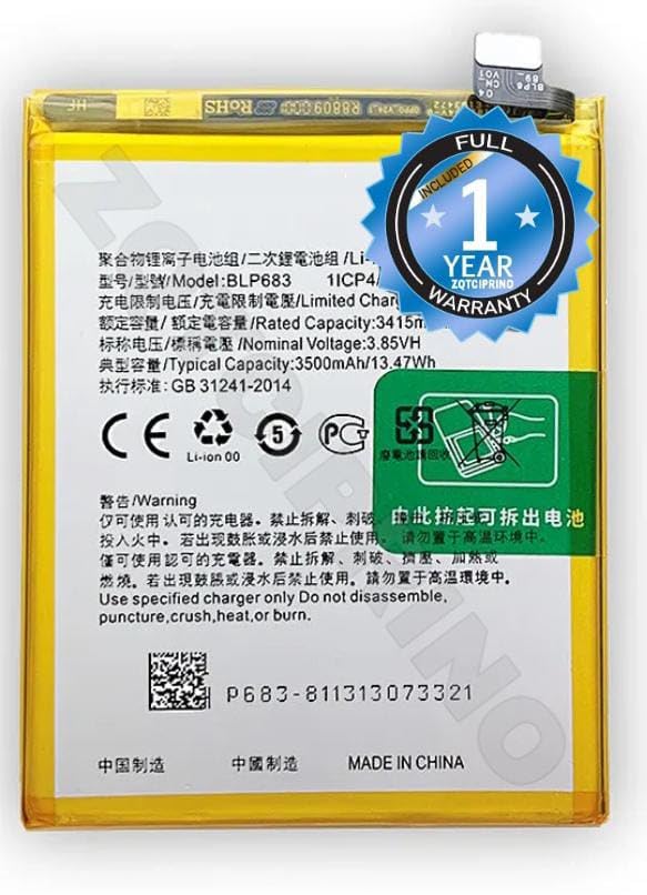 ZQTCIPRINO® Original BLP683 Battery for Oppo K1 / A7X / A7S / F9 4 ...