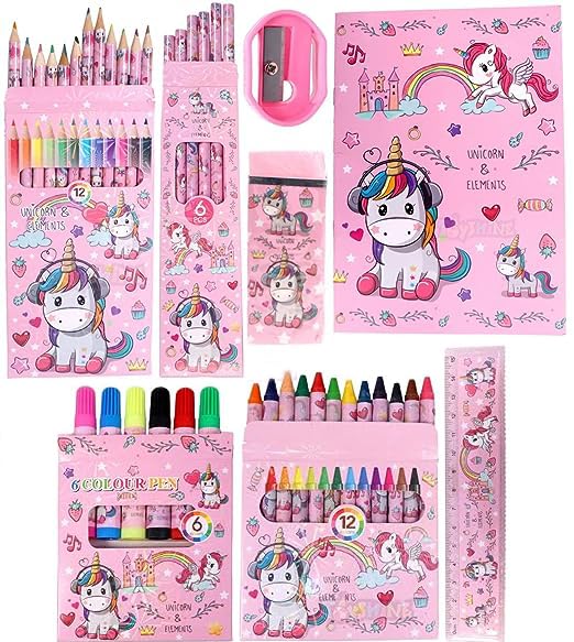 Toyshine 40 Pcs Coloring and Stationery Set Gift for Kids Boys Girls ...