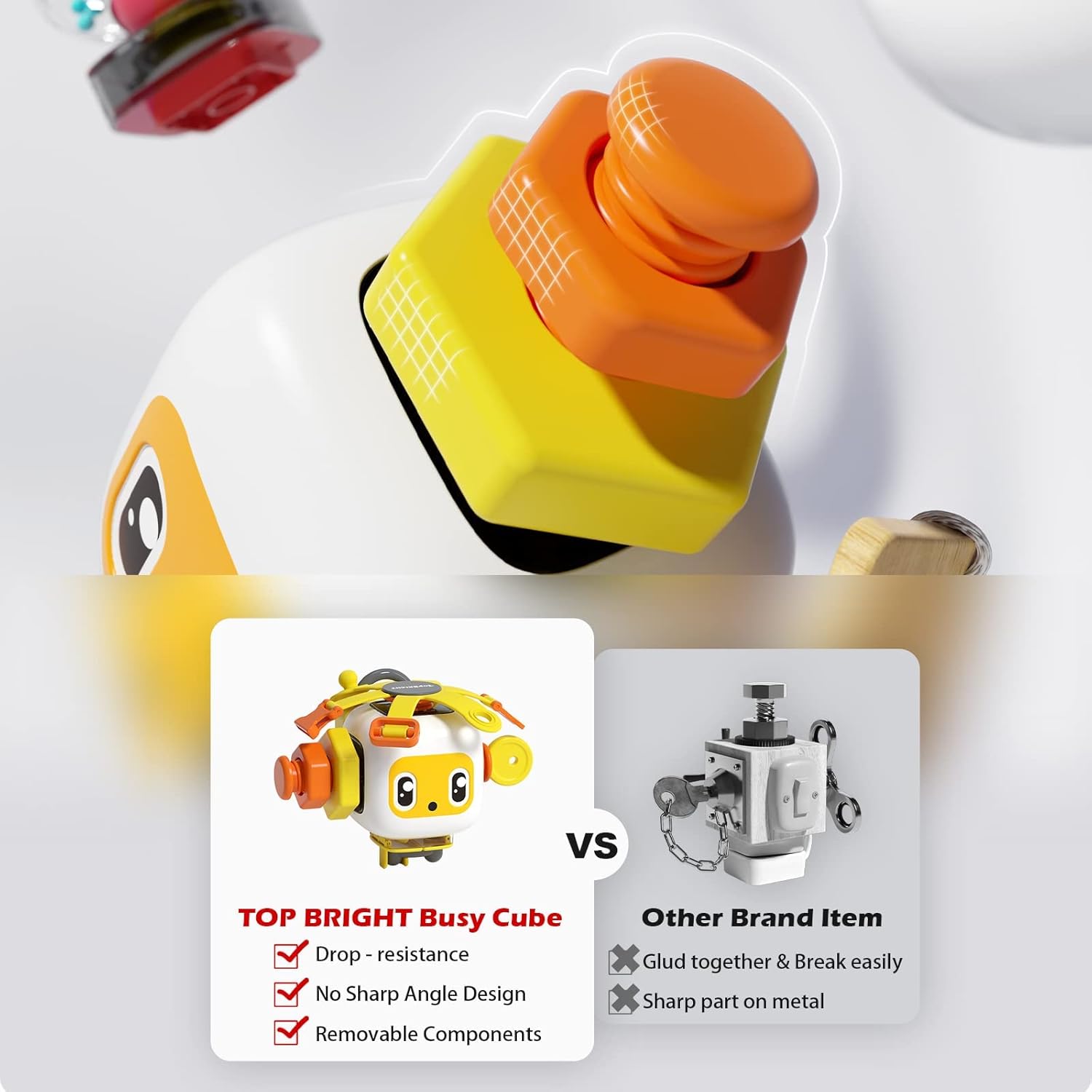 TOP BRIGHT Baby Busy Cube for 1 2 Year Old, Toddler Fidget Cube Travel ...