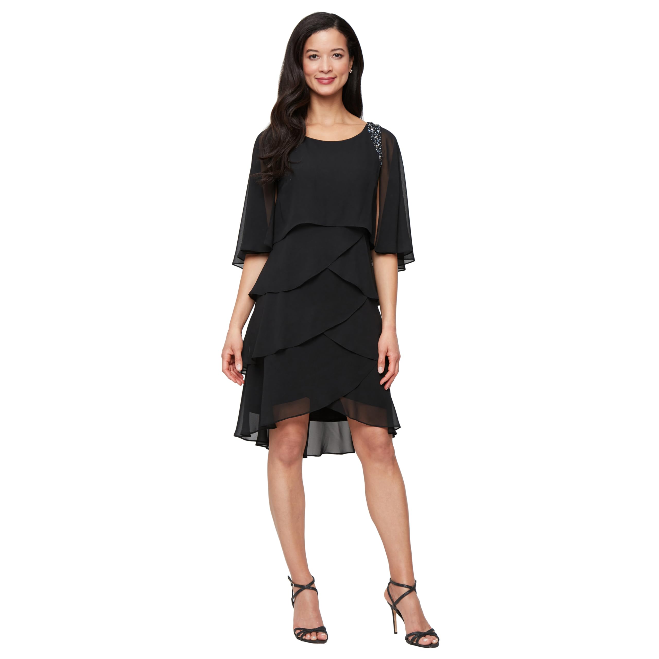 Snapklik.com : SL Fashions Womens Tiered Chiffon Cocktail Party Dress