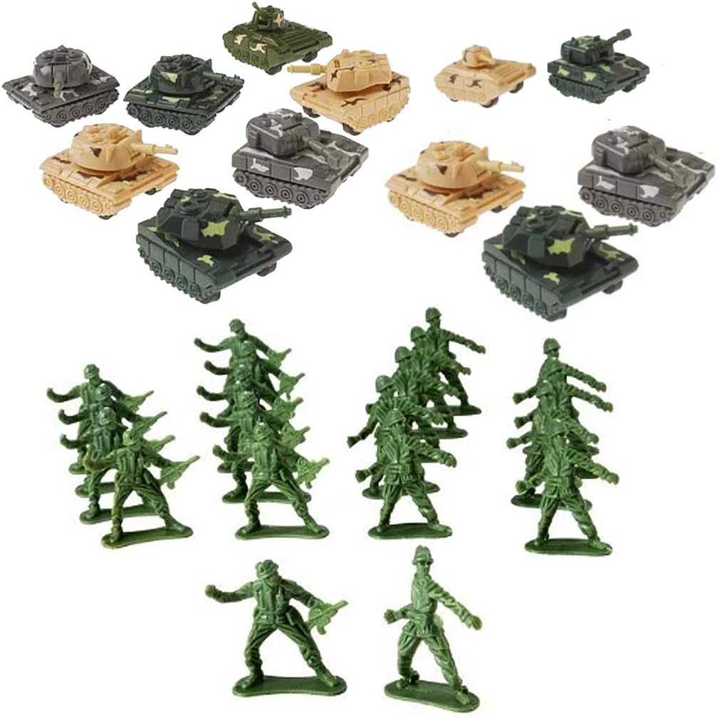 Amazon.com: 12 Pull Back Tanks and 36 Toy Army Men Soldiers Bundle Pack ...