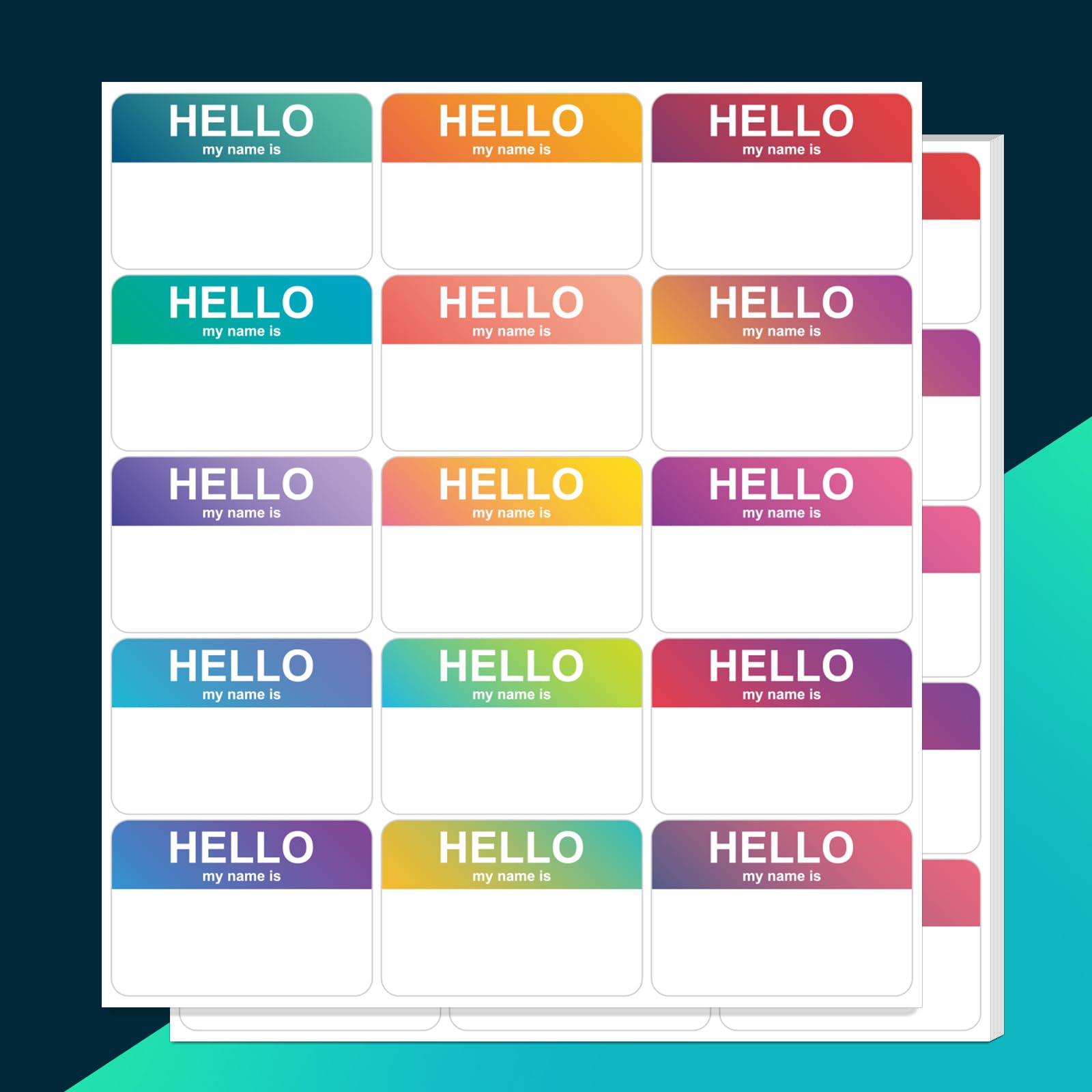 Snapklik.com : Kingtac "Hello My Name Is" Colorful Name Tag Labels 375 ...