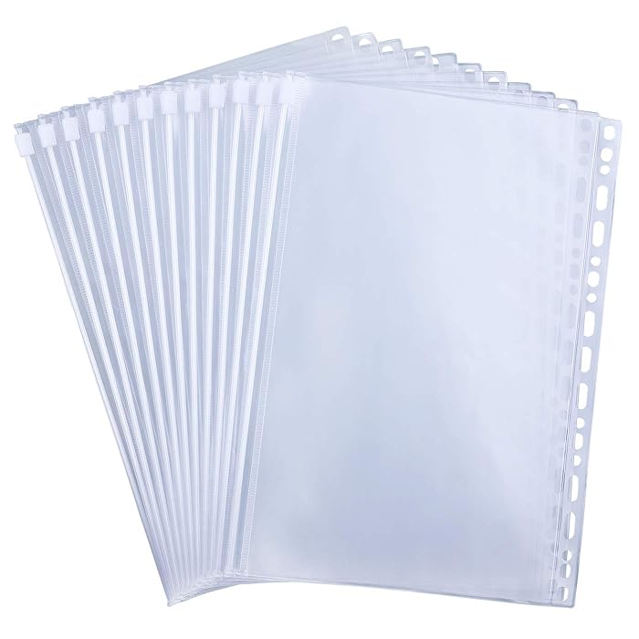 Buy Antner 12pcs Binder Pocket B5 Size 19 Holes Binder Zipper Folders ...