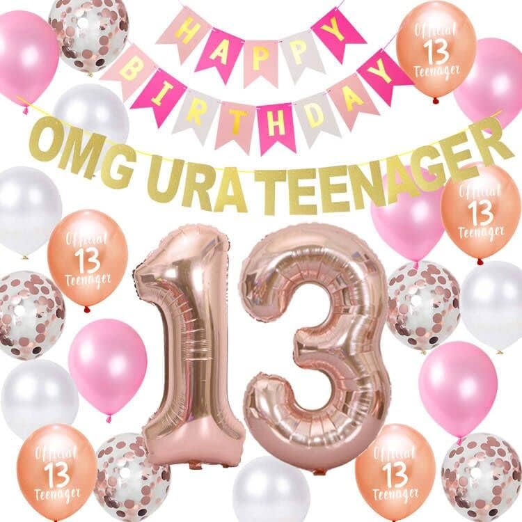 Official Teenager 13th Birthday Decorations for Girl Rose Gold, OMG UR ...
