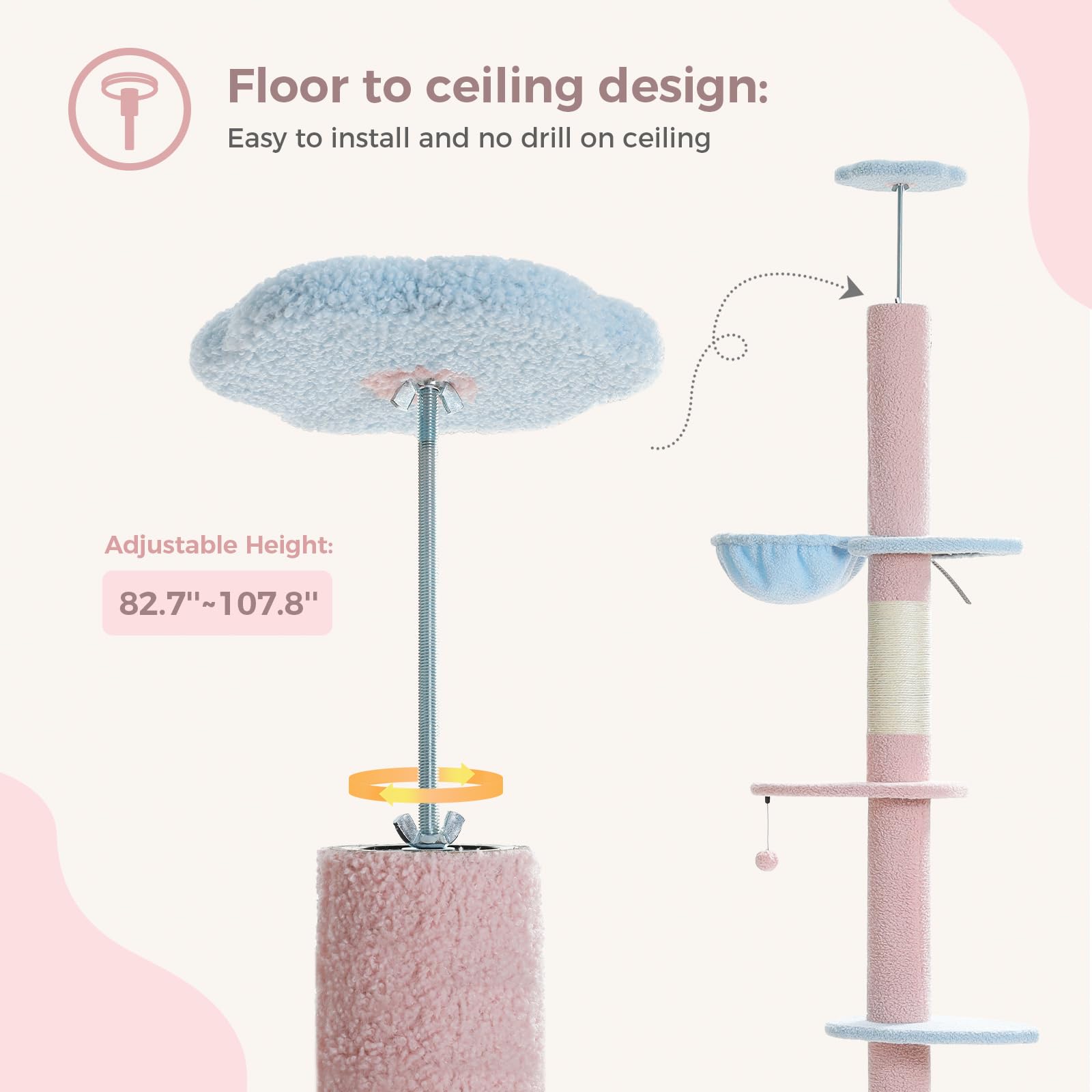 Snapklik.com : PEQULTI Cat Tree Floor To Ceiling,Tall Cat Tower ...