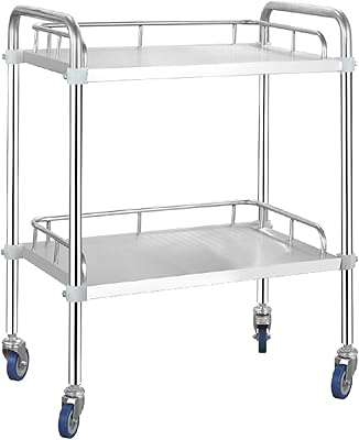 Amazon.com: ThreeHio Rolling Kitchen Microwave Cart, 3 Tier Microwave ...