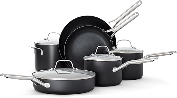 Amazon.com: Calphalon® Hard-Anodized Nonstick 10-Piece Cookware Set ...